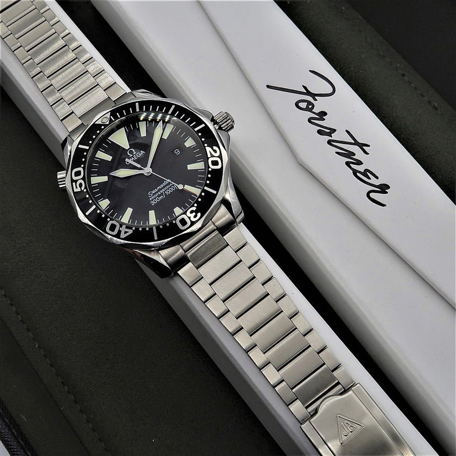 Forstner Flat Link Steel Watch Band for Omega Seamaster