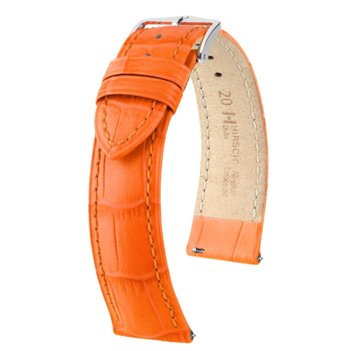 Hirsch Duke Orange Alligator-Grain Leather Watch Band Strap