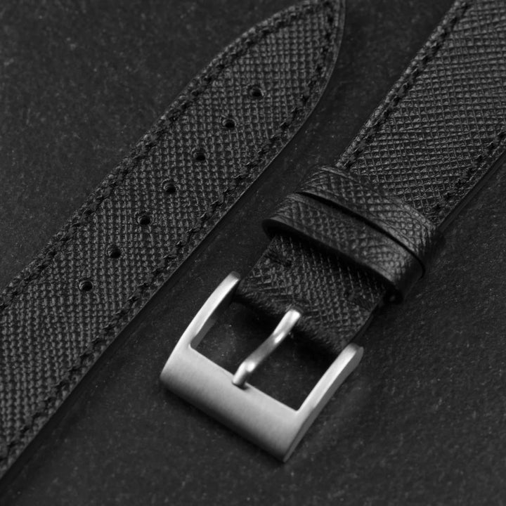 Molequin Midnight Black Saffiano Leather Watch Band Strap