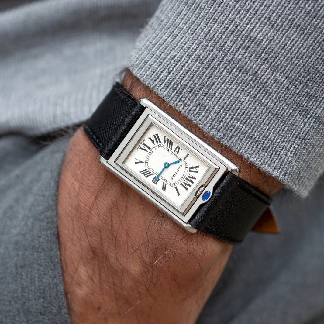 Molequin Midnight Black Saffiano Leather Watch Band Strap