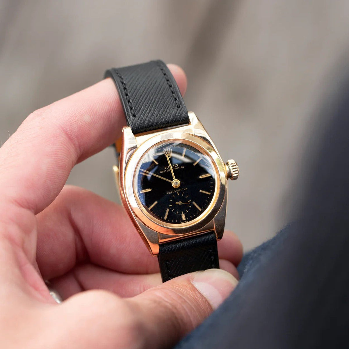 Molequin Midnight Black Saffiano Leather Watch Band Strap
