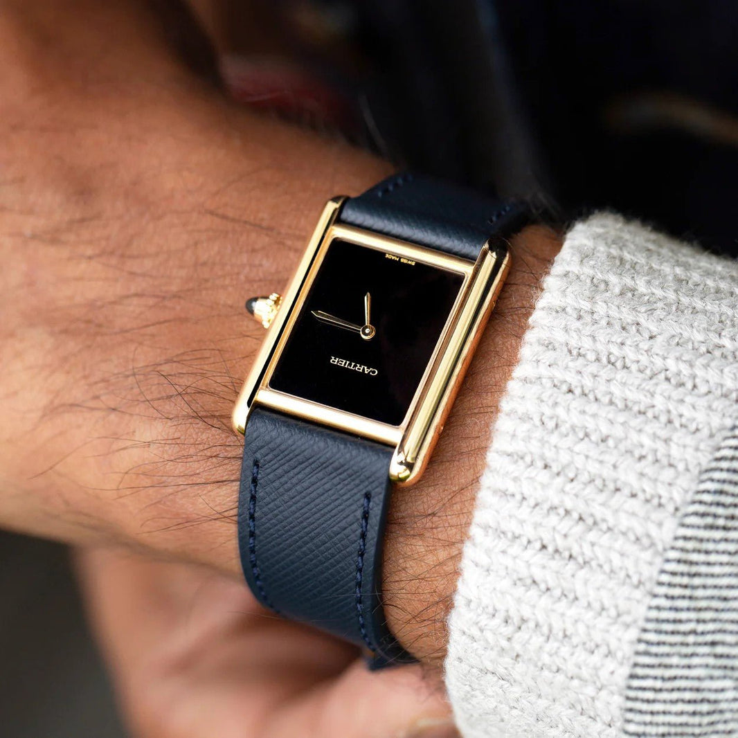 Molequin Oxford Blue Saffiano Leather Watch Band Strap