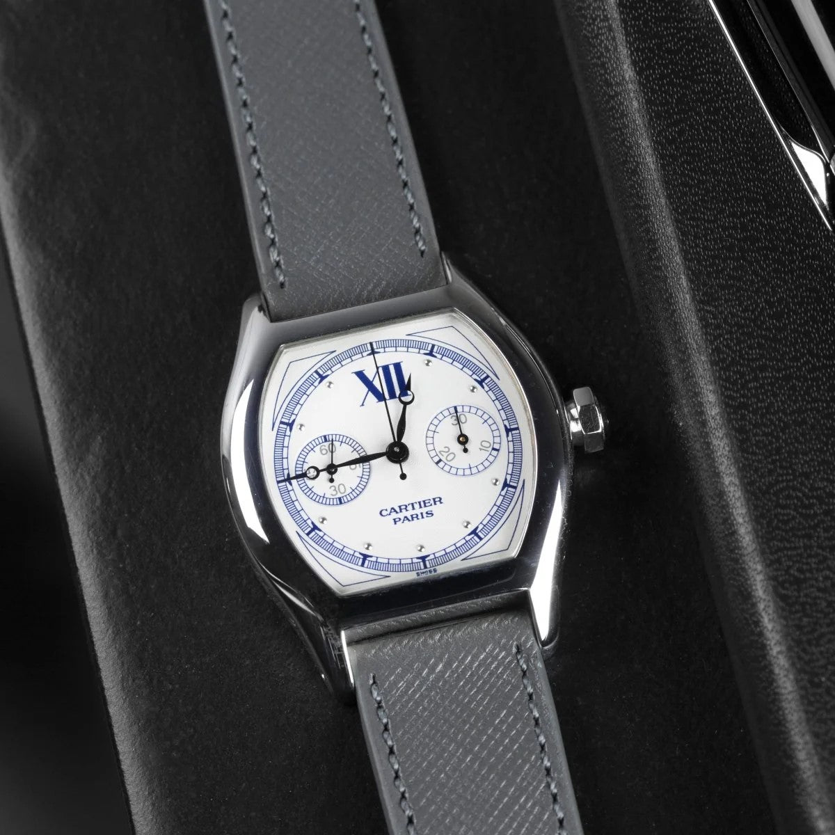 Molequin Steel Grey Saffiano Leather Watch Band Strap