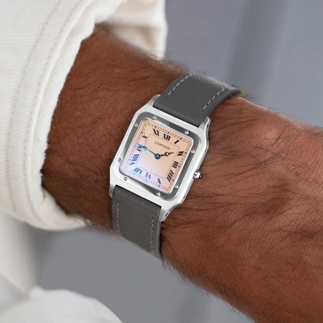 Molequin Steel Grey Saffiano Leather Quick Release Watch Strap | Holben's