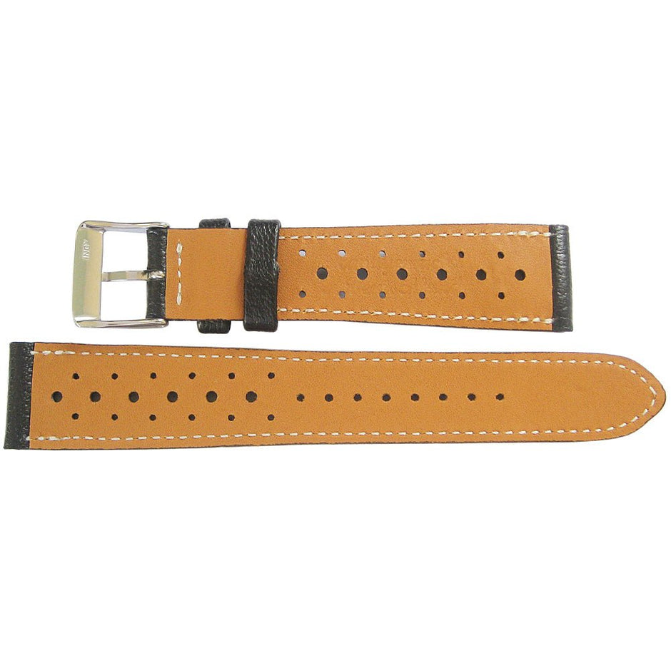 Fluco Biarritz Racing Black Goatskin Leather Watch Strap | Holben's