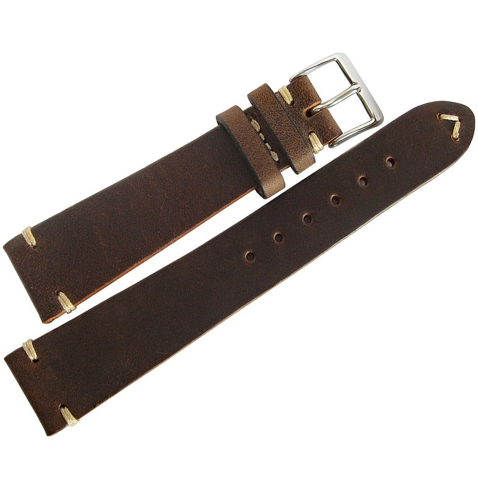 Fluco Hunter Brown Vegetable-Tanned Leather Watch Strap | Holben's