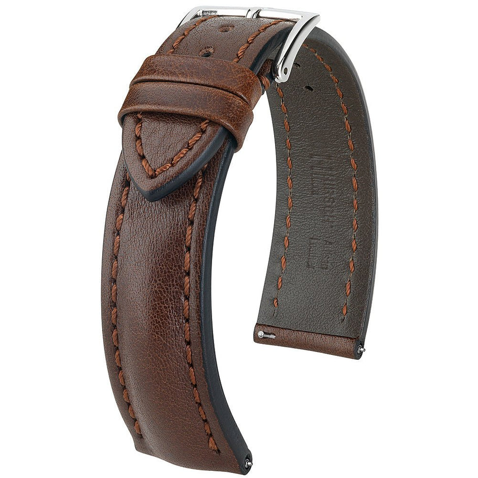 Hirsch Lucca Brown Vegetable-Tanned Leather Watch Strap